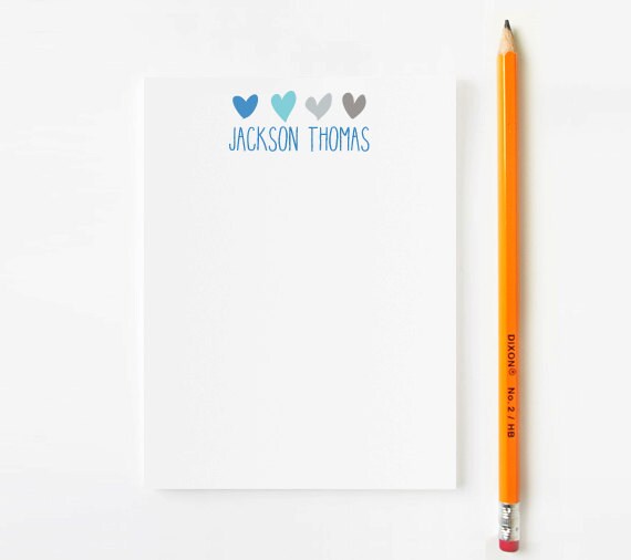 Boys Stationery Personalized stationery Heart stationery