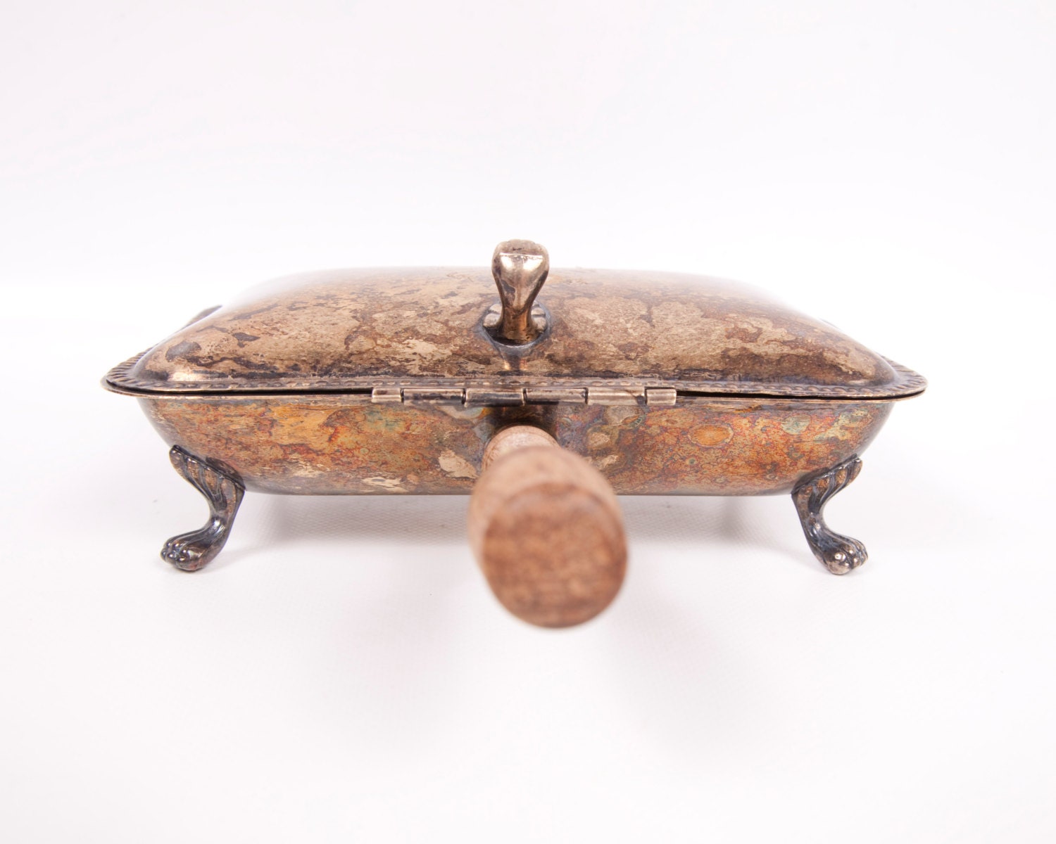 Vintage Brass Silent Butler Silver Plated Footed Chafing Serving Dish ...