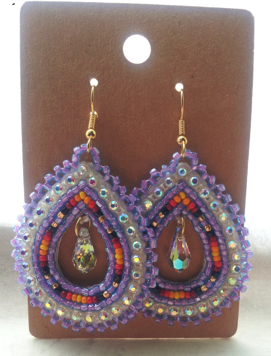 Native American Beaded Teardrop Earrings
