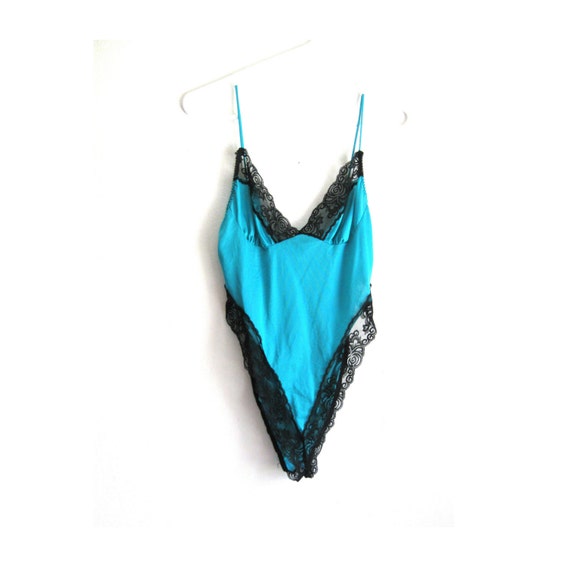 Green Satiny High Cut Teddy Size Medium