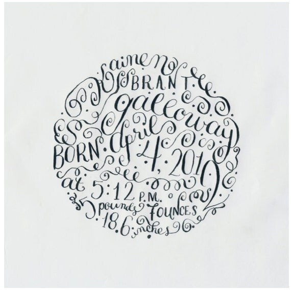 Items similar to Custom Calligraphy Birth Announcements - Jenna Suite ...