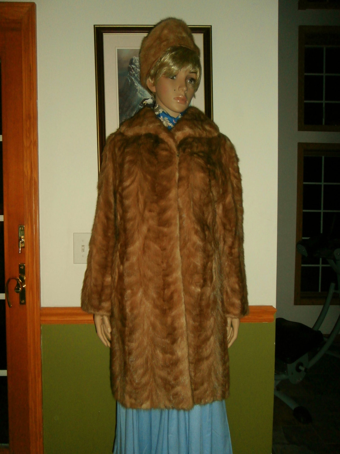 Vintage Mink Coat- Matching Mink Fur Hat Womens Light Brown Mink ...