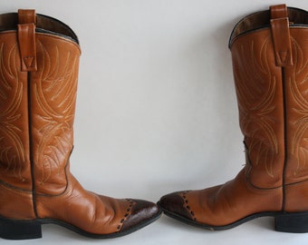 Vintage Western Rugged Leather Cowboy Boots by gremlina on Etsy