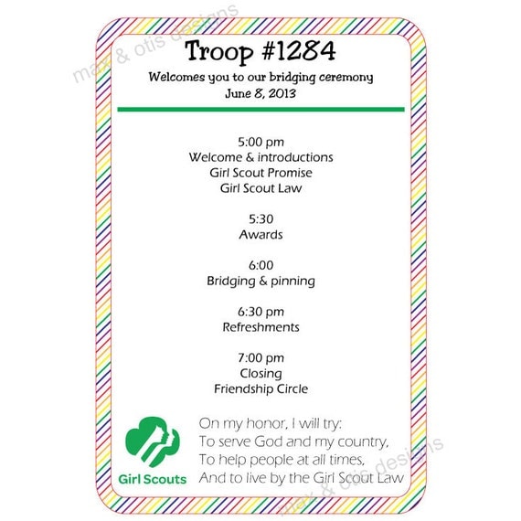 Girl Scout Bridging Ceremony Program Rainbow border by maxandotis Girl Scout Bridging Ceremony Program Rainbow border by maxandotis