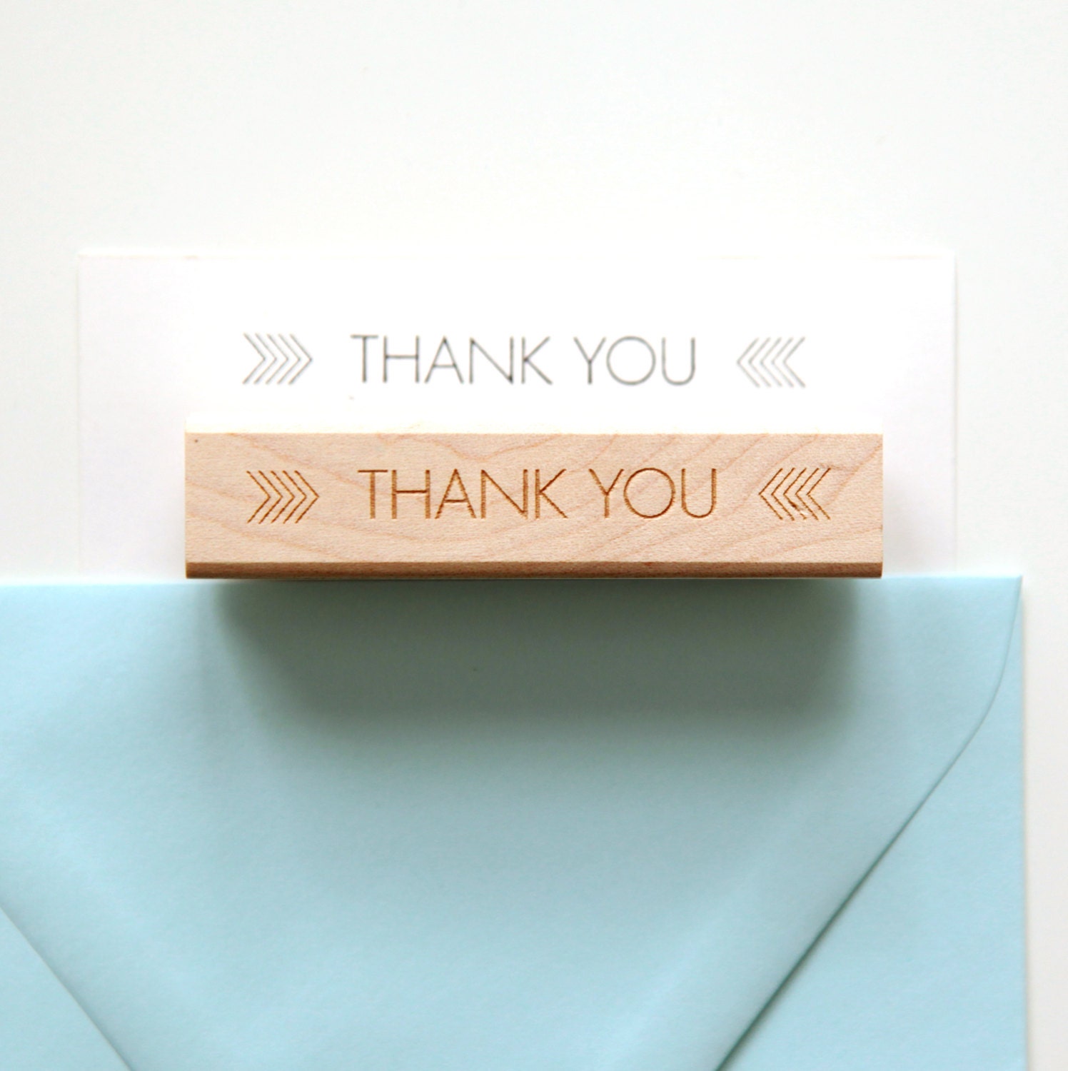 Thank You Stamp, Original Modern Minimalist Arrow Design (Wood Mounted ...