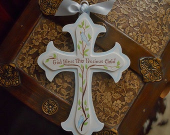REDUCED -Blue Wooden Painted Cross