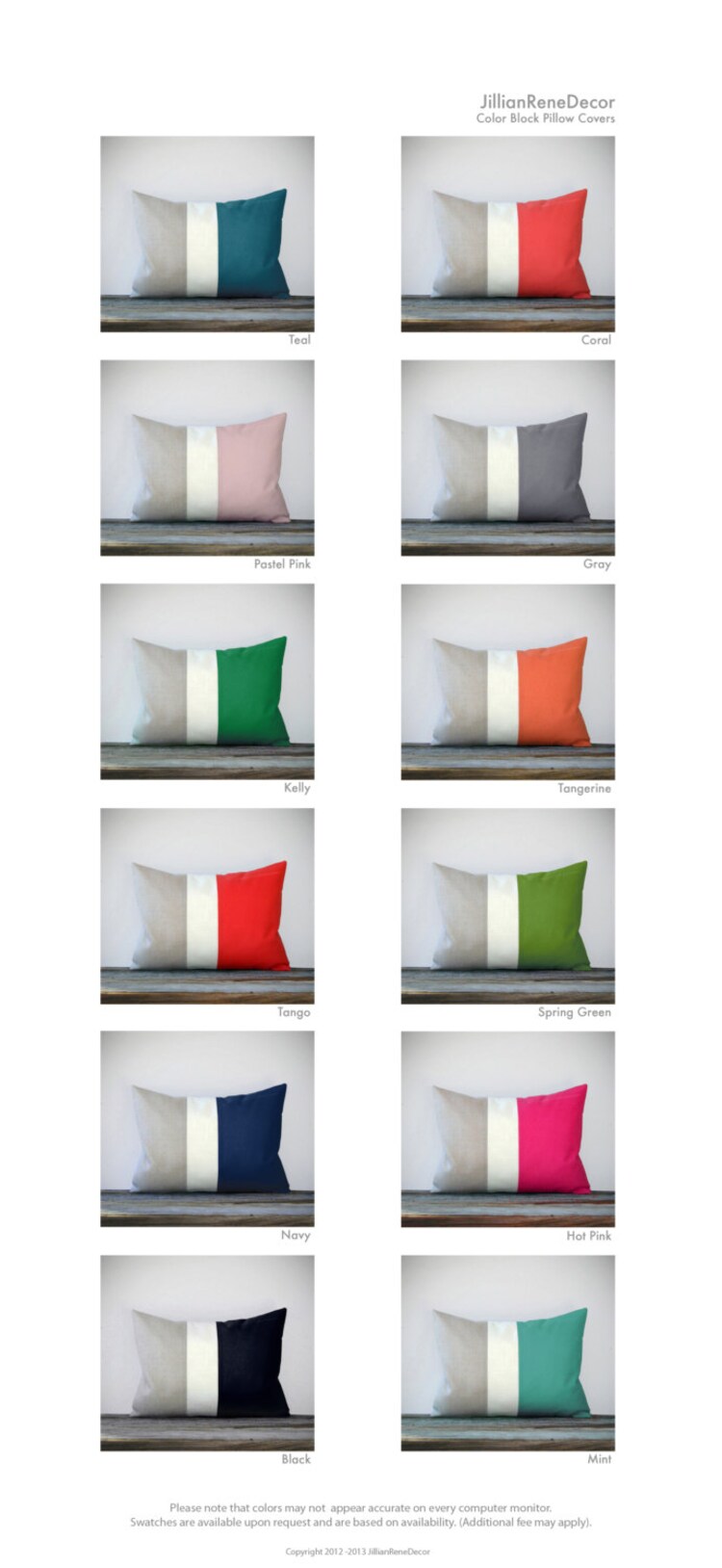 Classic Color Block Decorative Pillow with by JillianReneDecor