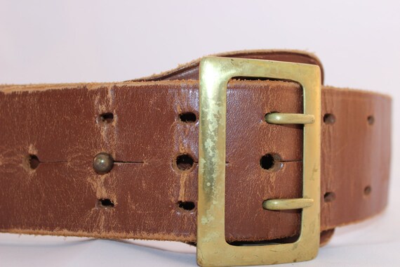 Items similar to Vintage Mounted Police Belt Brown Leather Antique ...