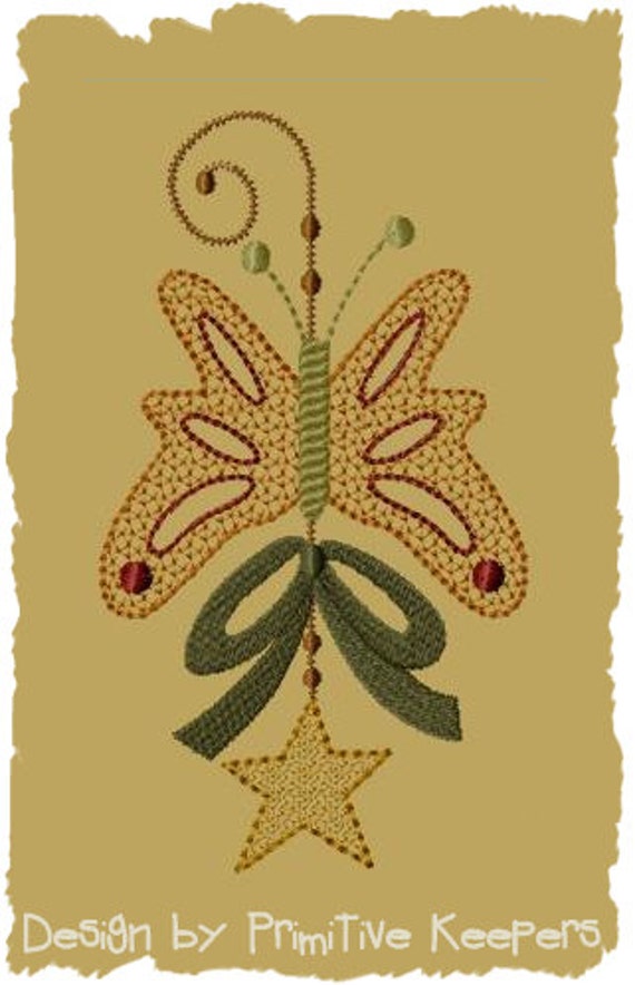 Primitive Machine Embroidery Design-Butterfly Spring
