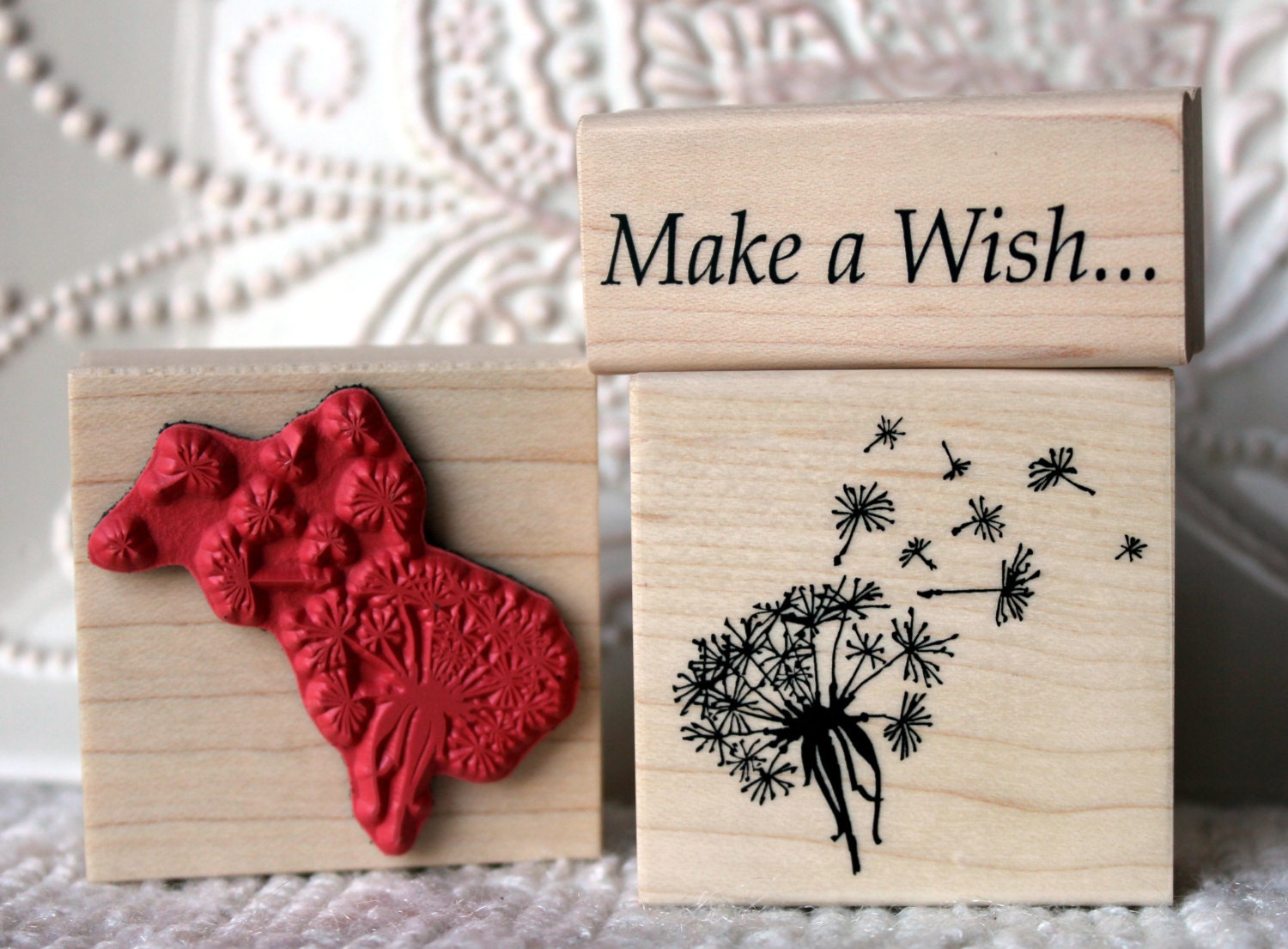 Dandelion Wish flower rubber stamp from oldislandstamps