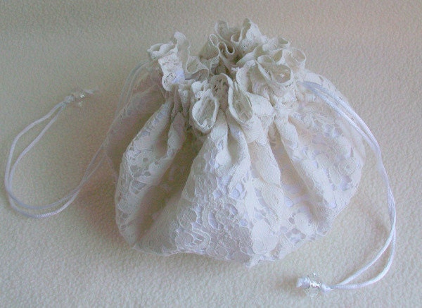 Brides Bag Bridal Drawstring Pouch Wedding Purse Reused