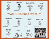 Items similar to Metal Stamps FAMILY Stick Figure Design Hand Stamped ...