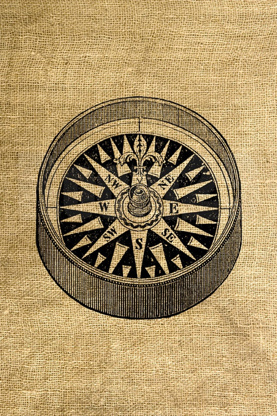 INSTANT DOWNLOAD Compass Vintage Illustration Download and