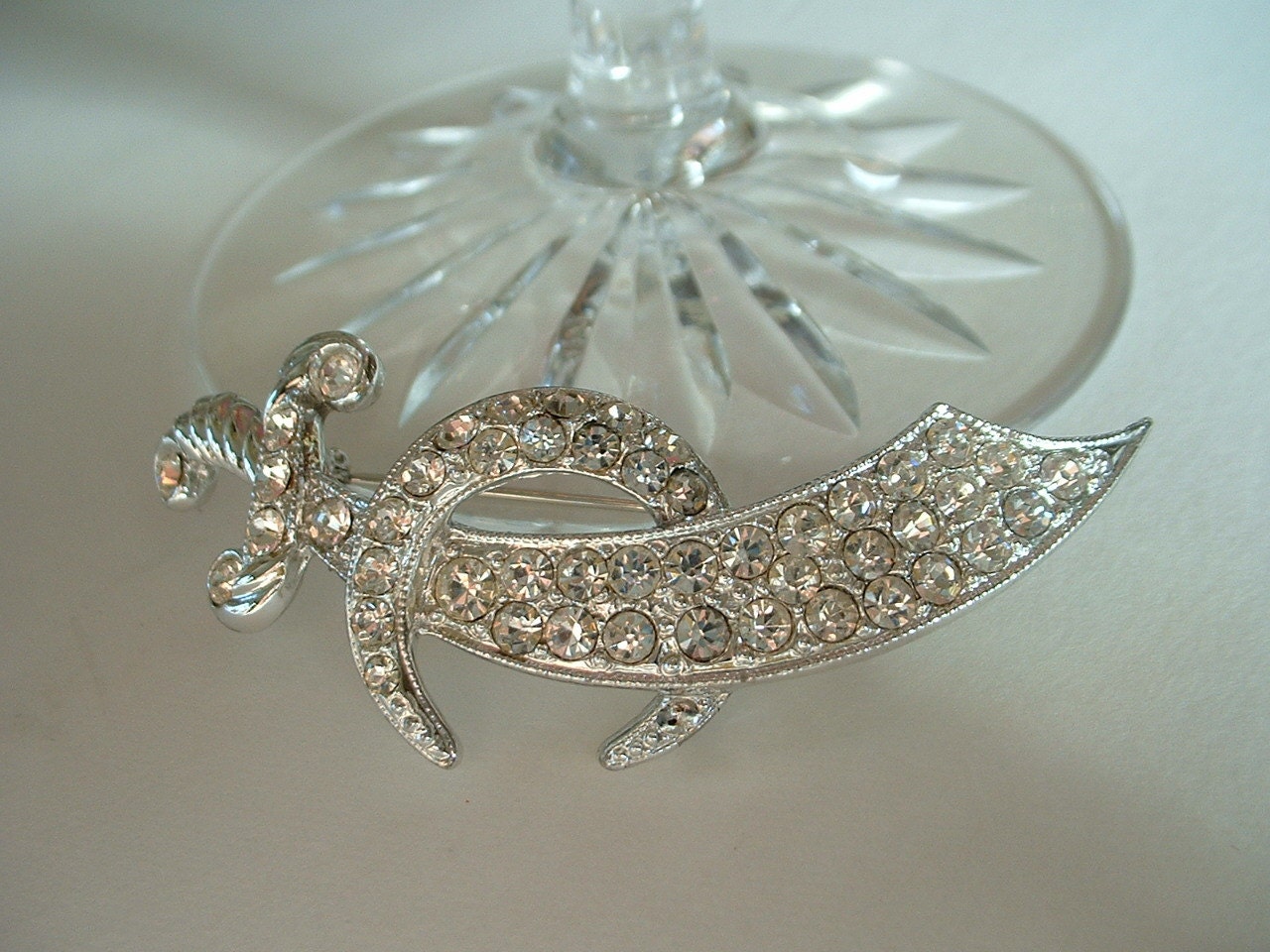 Vintage Masonic Saber Sword Rhinestone Pin Brooch Large Marked OHA ...