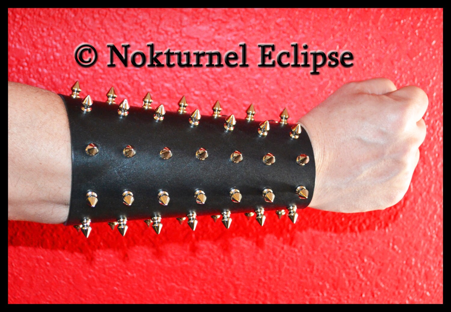 Pair Spiked Leather Cuffs w/ 1/2 Inch Spikes Lace Up Design