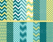 Items similar to Digital paper chevron Citrus green yellow mint ...