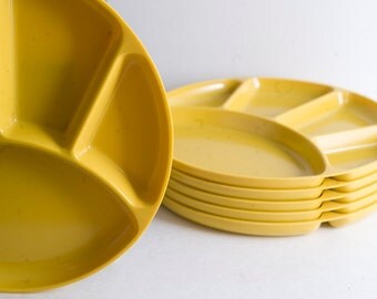 Melamine Plates, Melmac Plates, Divided Plates, Yellow Plates, Mid ...