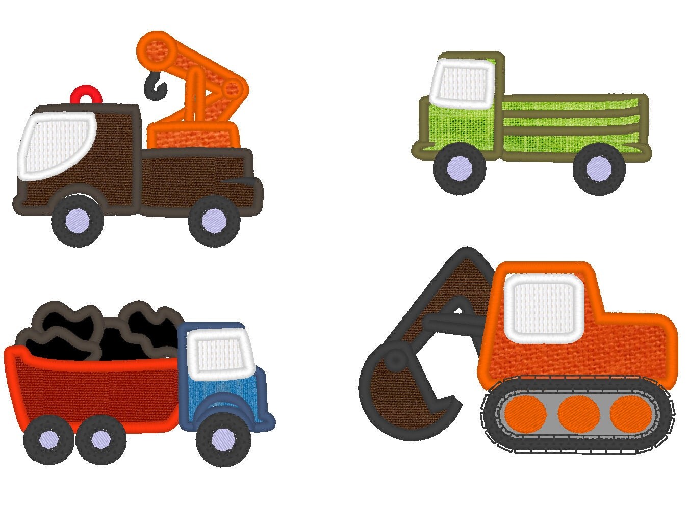 Construction Equipment 4 elements machine embroidery