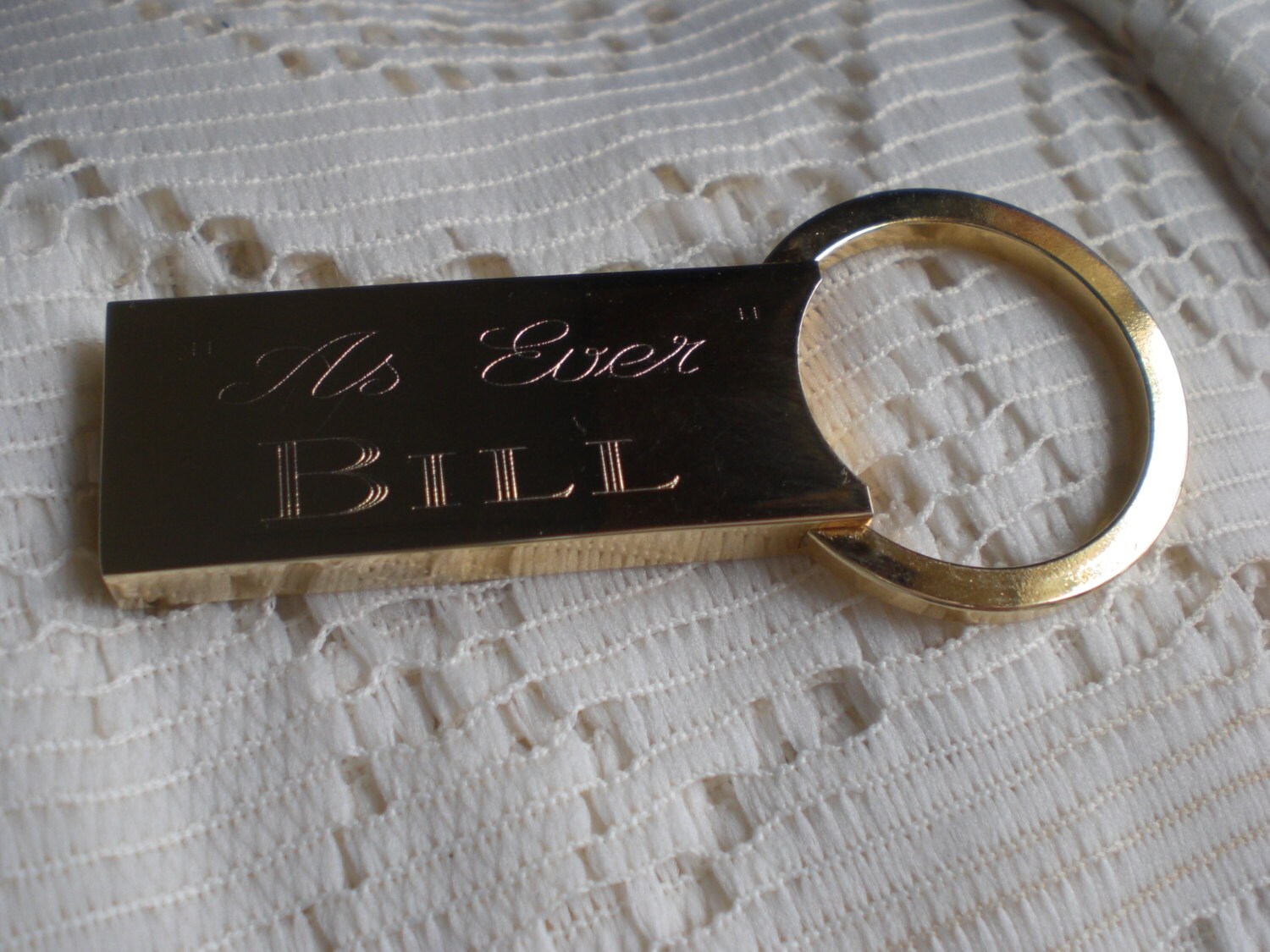 Vintage 1980s Early 90s Brass Keychain Fob For Bill Wedding Pary Gift ...