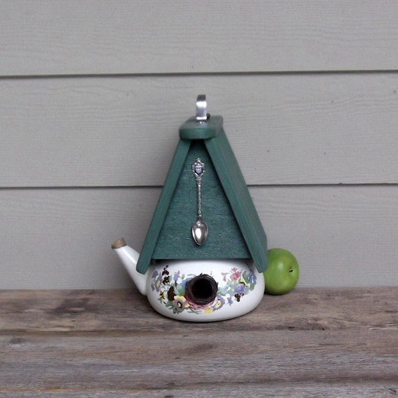 Repurposed Tea Kettle Birdhouse Teapot Birdhouse One by Milepost7