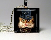 Popular items for steampunk cat in hat on Etsy