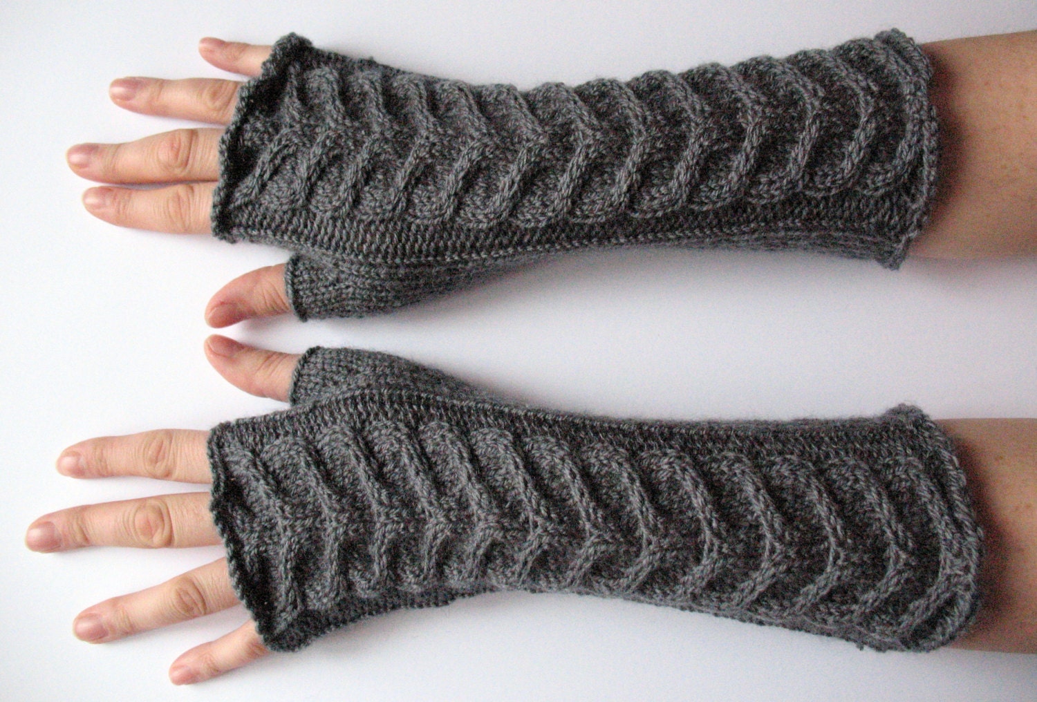 Fingerless Gloves Long Dark Gray Long Fingerless by Initasworks