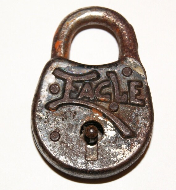 Items similar to Vintage Eagle Lock Padlock Metal Lock Antique ...