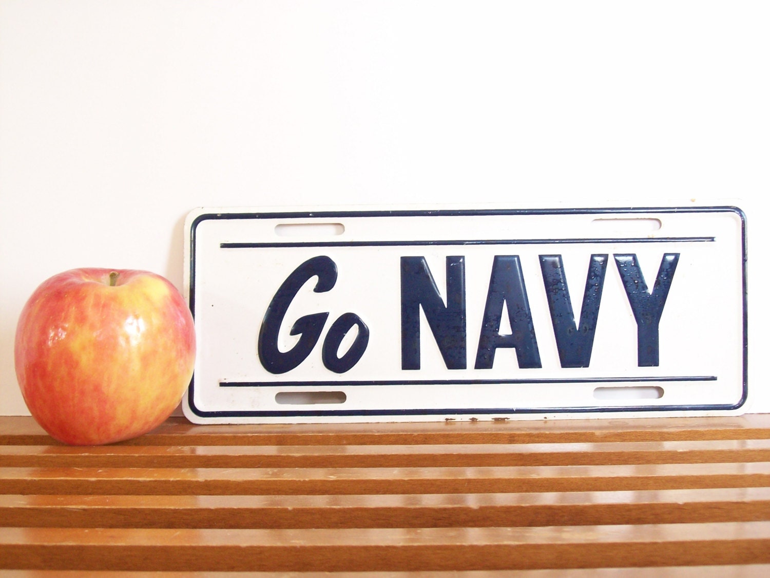 Vintage Go NAVY Sign License Plate Placard