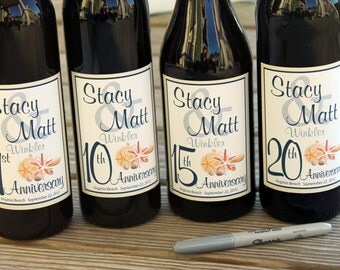 Custom Beach labels Beach wedding labels Wine Bottle Guest