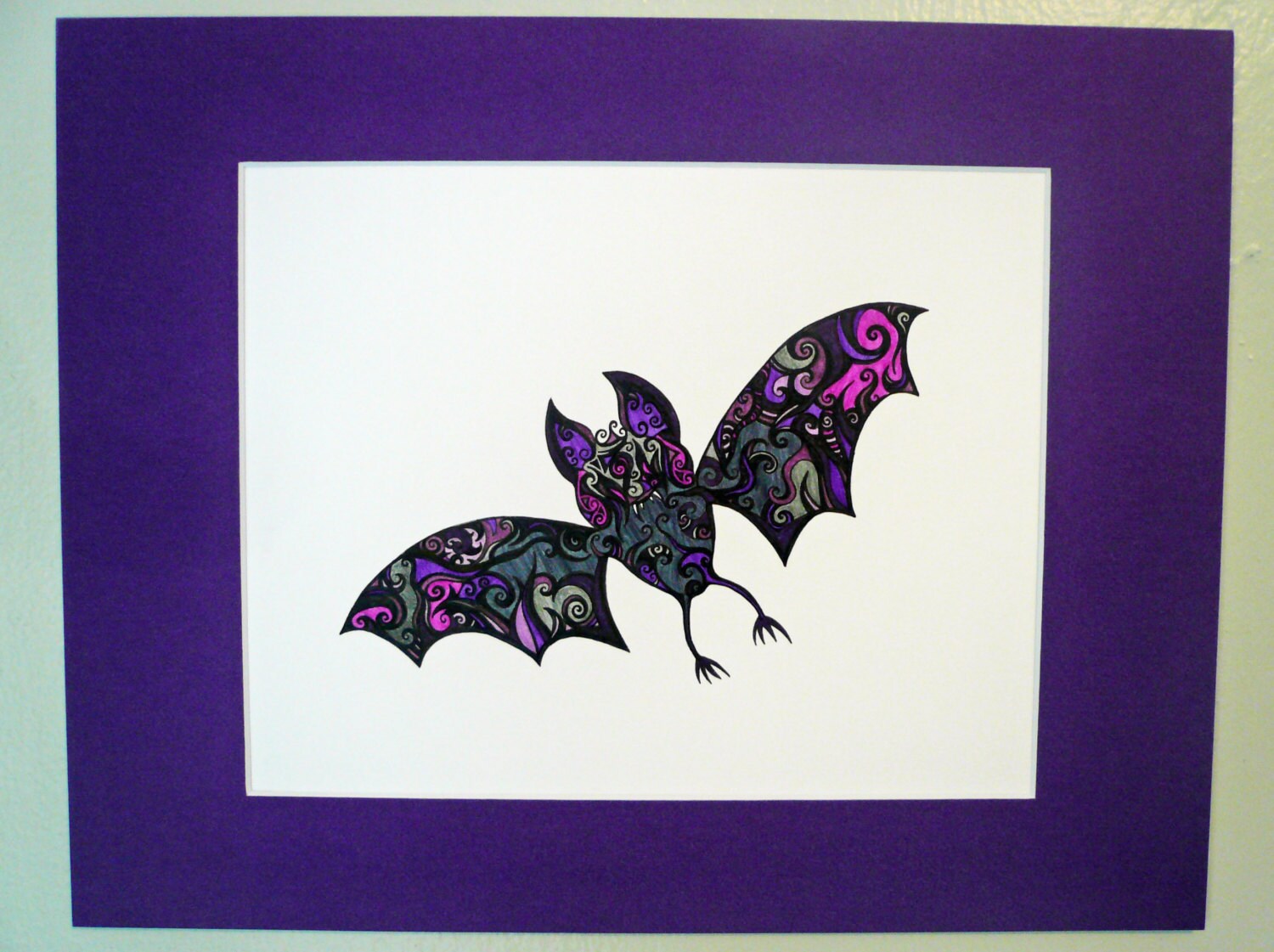 Bat art Original abstract pen and ink drawingVampire