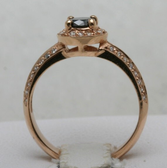 HANDMADE 14k rose pink gold black Diamond by DaniellesCollection