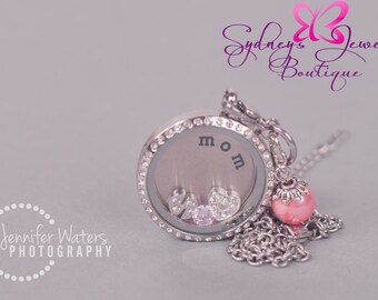 Customized Floating Locket on Chain Necklace- Includes ONE Stamped ...