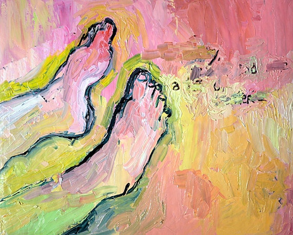 Feet 8x10 PRINT fine art print of abstract pink feet