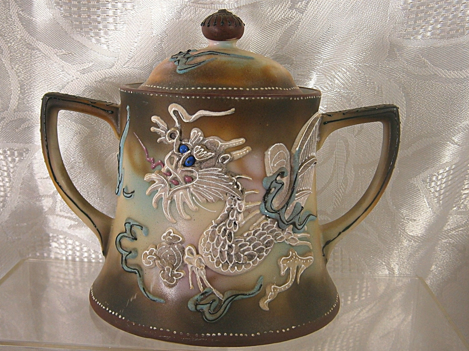 Vintage Moriage Dragonware Sugar Bowl / Made in Japan / 1940’s / Brown ...