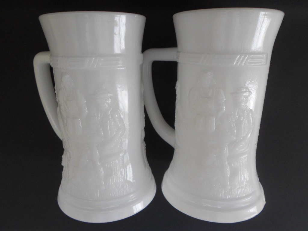 Two Vintage Milk Glass Ale Mugs – Haute Juice