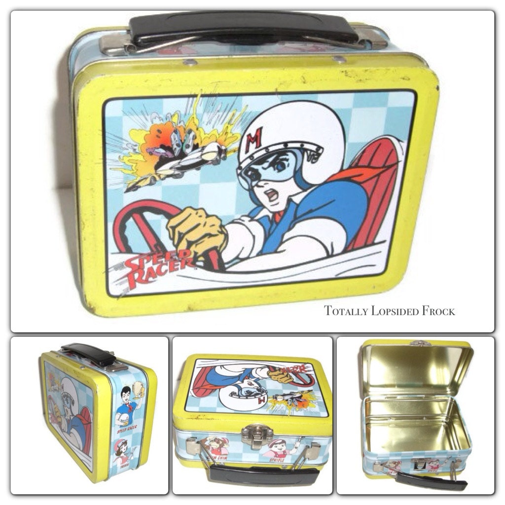 Small Vintage Speed Racer Tin Lunch Box 1960s Cartoon