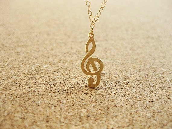 Items similar to The treble clef 14K gold filled necklace, perfect for ...