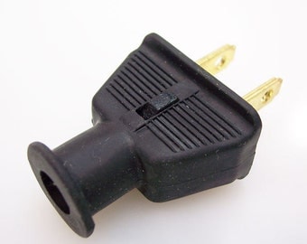 Round Electrical Plug 1-Plug Vintage Style Black