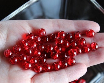 Round red beads | Etsy