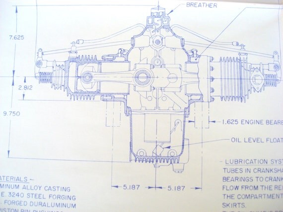 Aircraft Engine Blueprint Drawing