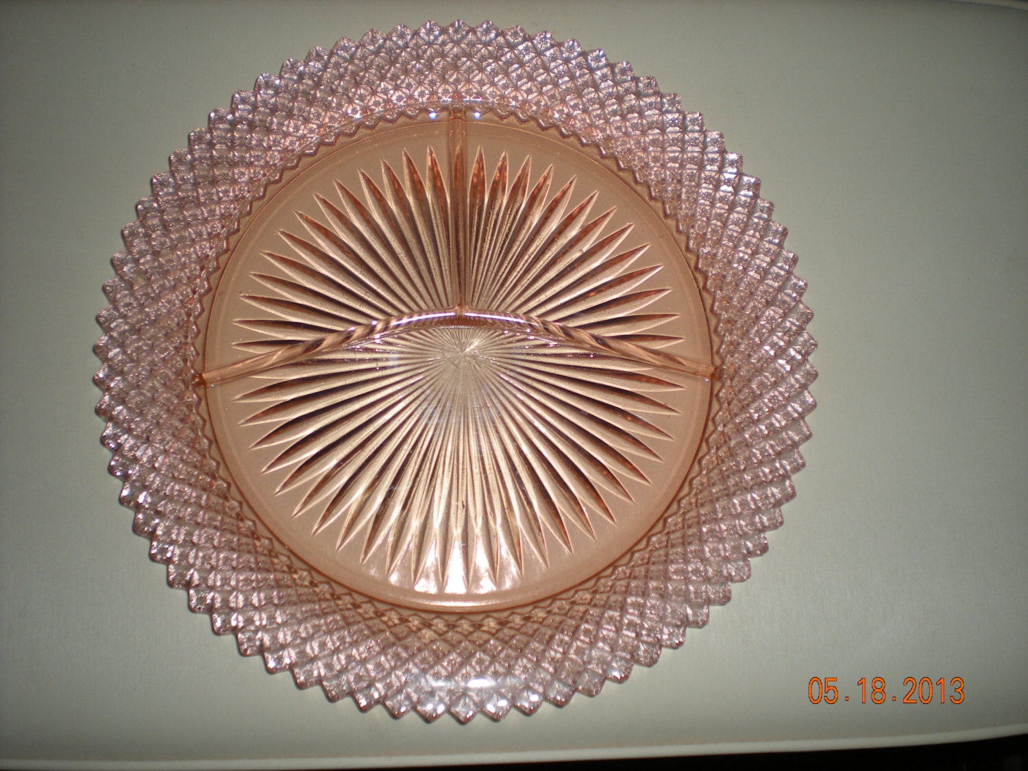 REDUCED: Vintage Pink Depression Glass Miss American Grill Plate ...