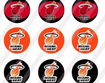 Miami Heat digital collage sheet size 4x6 for bottlecaps 1 inch ...