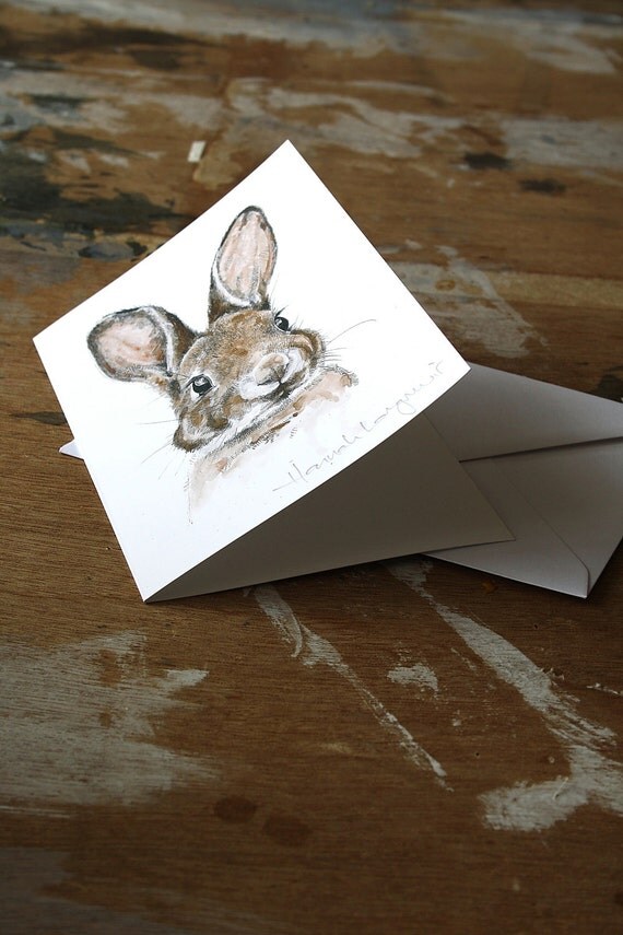 Blank Card Little Leveret by HannahLongmuir on Etsy