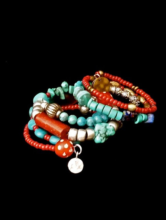 On Sale Boho Beaded Bracelets Pair By Thejoymooscollection