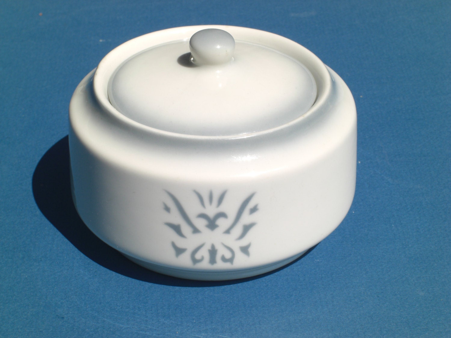 Jackson China Blue Grey Airbrush Sugar With Lid Country Pattern ...