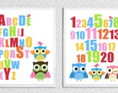 Items similar to Owl Alphabet and Numbers - Printable Nursery Wall Art ...