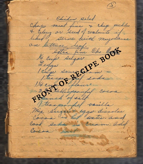 HANDWRITTEN RECIPE BOOK Vintage Circa 1930 Farmhouse