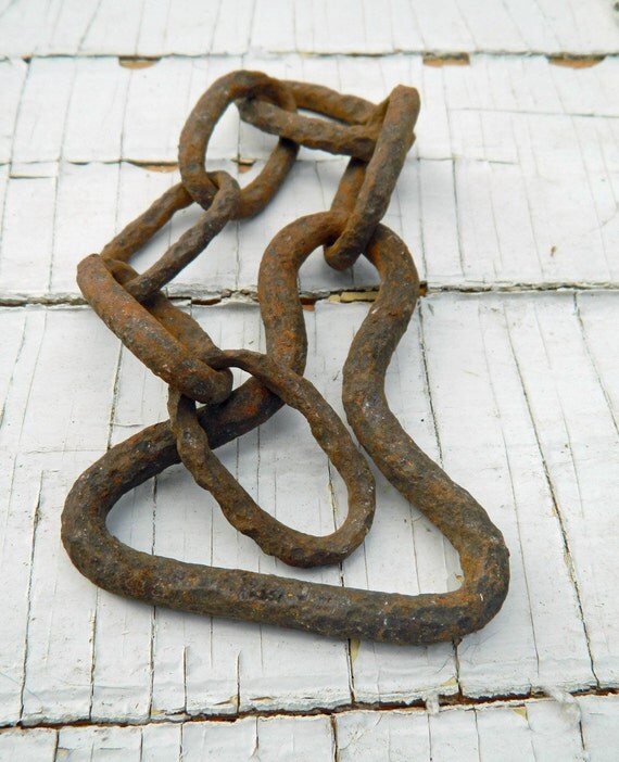 Heavy Hand Forged Rusty Iron Chain With Large by MyOtherMind