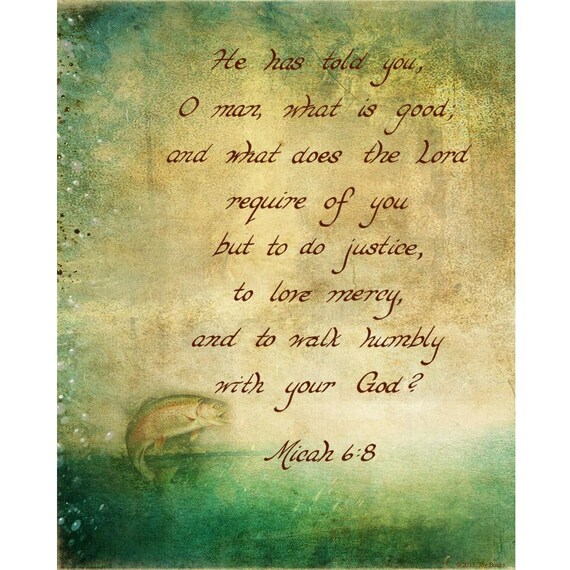 MICAH 6:8 8 X 10 Hand Written Calligraphy Art by VintageVerses
