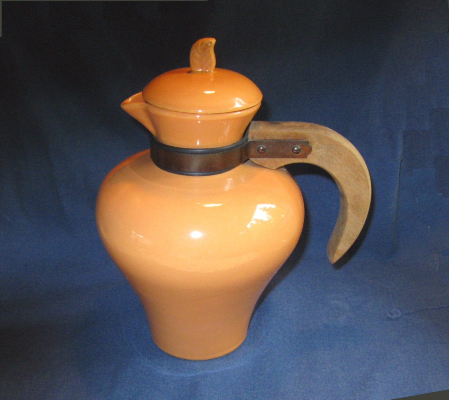 Vintage Joaquin Pottery Carafe Wood & Copper Handle Leaf Finial – Haute ...